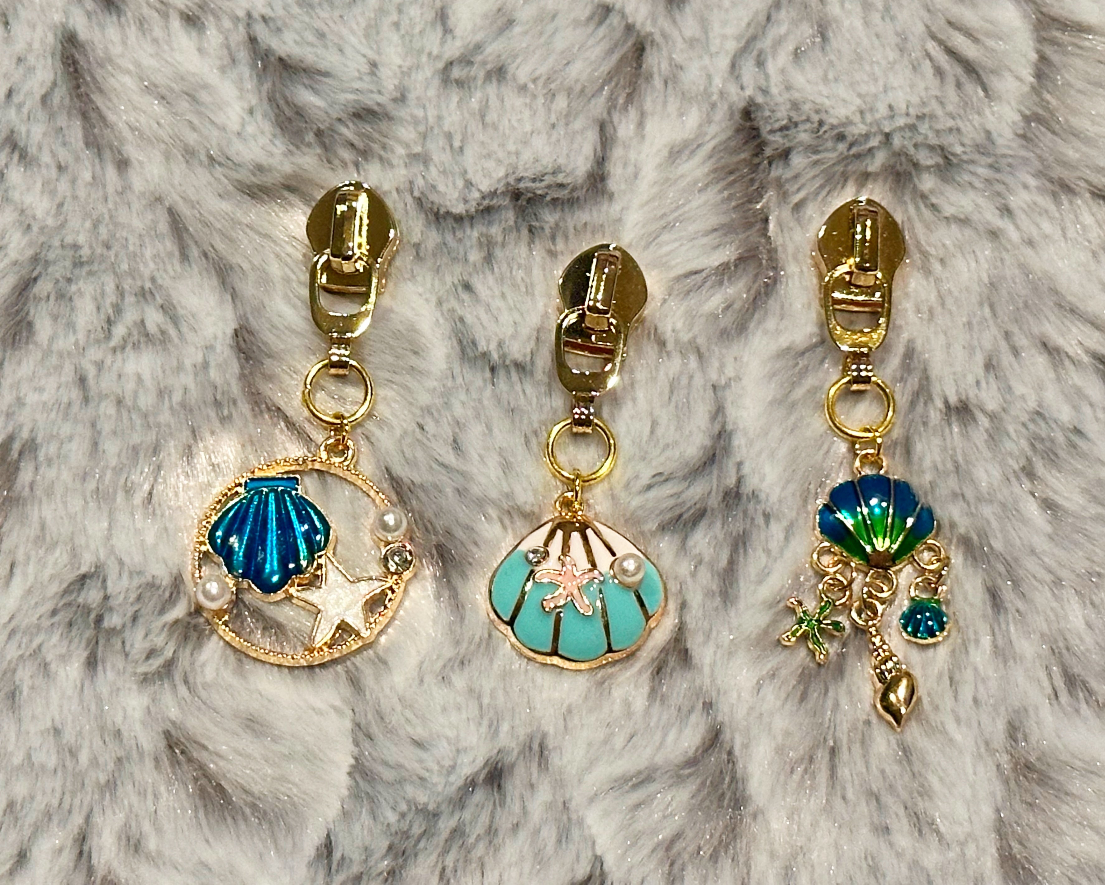 Mermaid Shells Zipper Pulls (enamel) – RAW DESIGNS CCTX